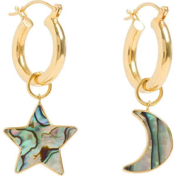 FREYA ROSE Star And Moon Mini Hoop Earrings - Gold