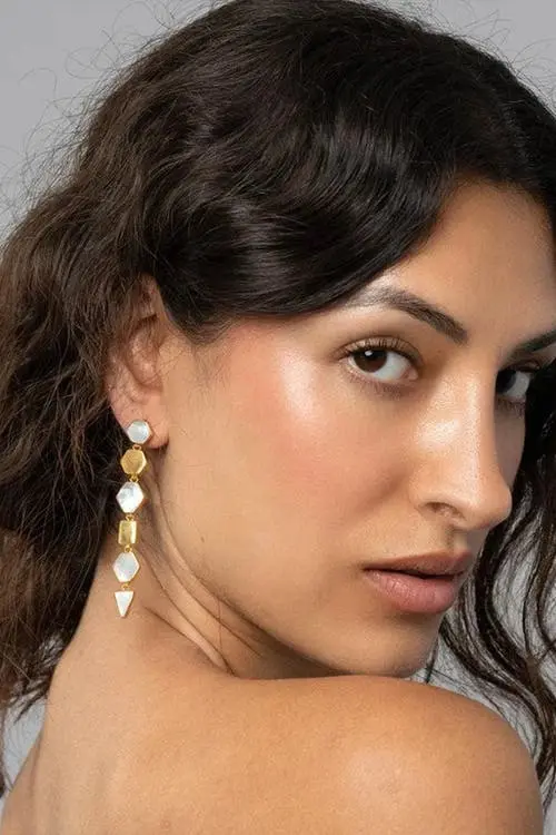 FREYA ROSE Warrioress Armour Drop Earrings - Gold