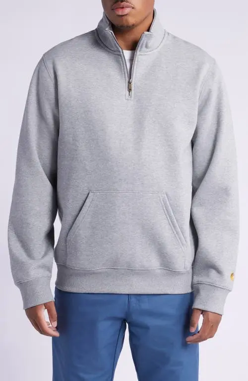 Carhartt Work In Progress Chase Quarter Zip Pullover - Grey Heather/gold