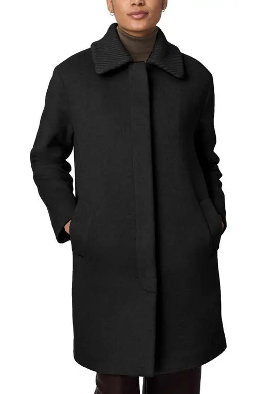 Bernardo Rib Collar Car Coat - Black