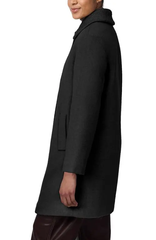 Bernardo Rib Collar Car Coat - Black