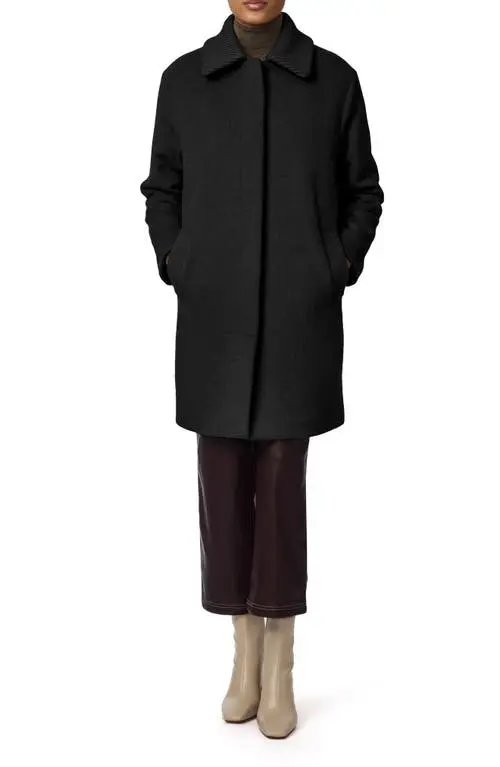 Bernardo Rib Collar Car Coat - Black