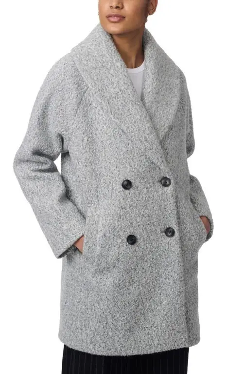 Bernardo Shawl Collar Double Breasted Faux Shearling Coat