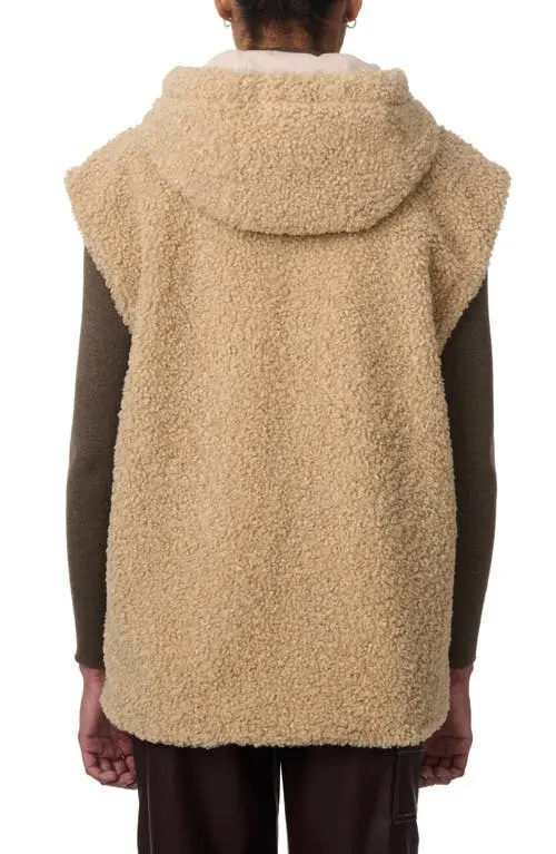Bernardo Faux Shearling Hooded Vest - Beige