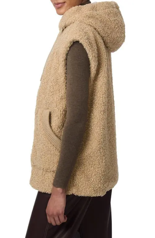 Bernardo Faux Shearling Hooded Vest - Beige