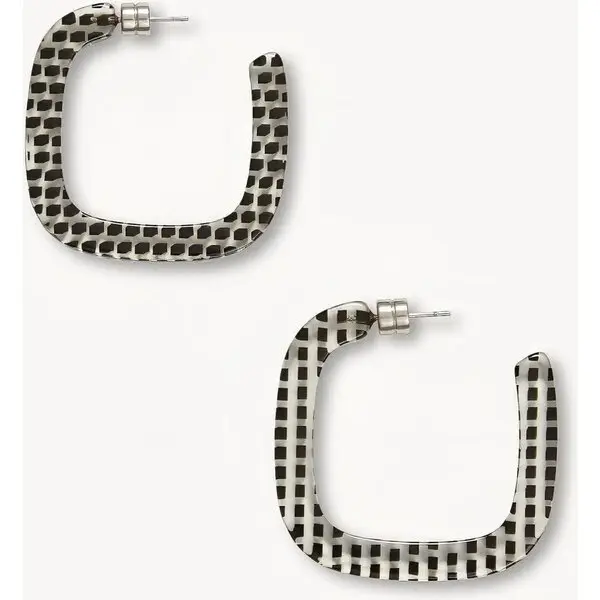 MACHETE Midi Square Hoop Earrings - Black