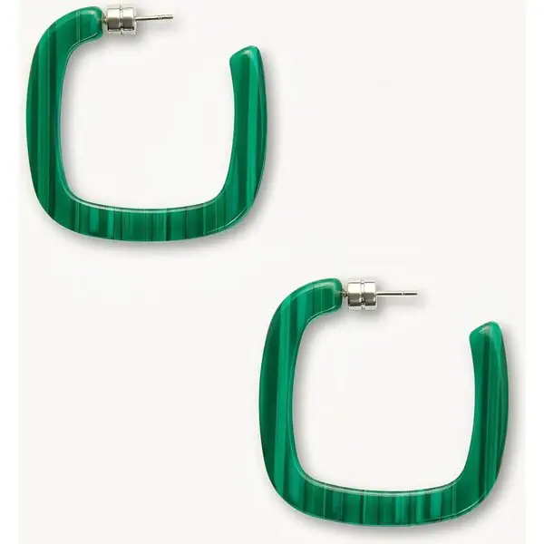 MACHETE Midi Square Hoop Earrings - Malachite