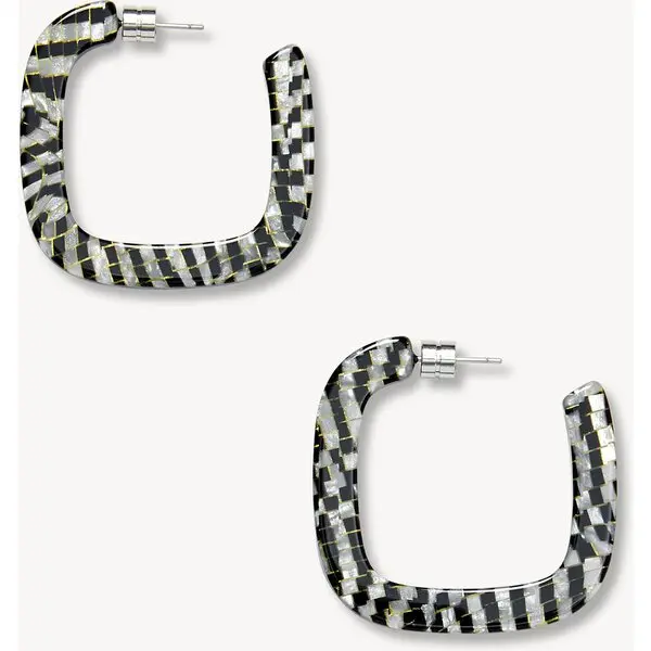 MACHETE Midi Square Hoop Earrings - Perle Noir