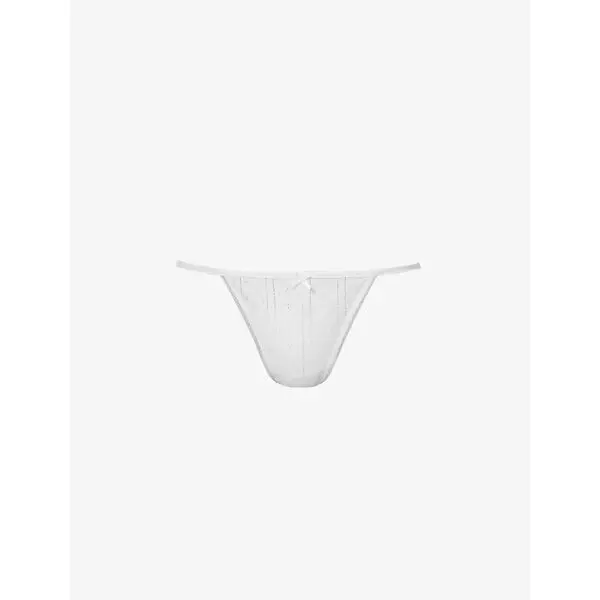 COU COU Pointelle Mid-rise Cotton Thong - 001 White