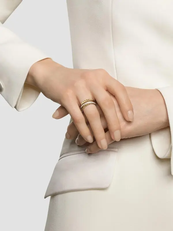 David Yurman Crossover Trio Three Row Ring In 18k Yellow Gold
