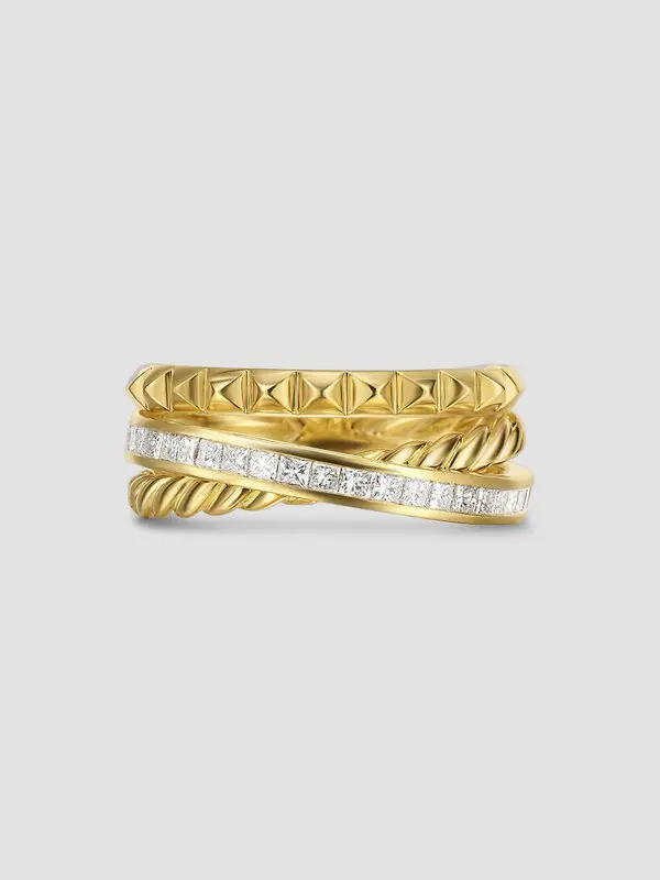 David Yurman Crossover Trio Three Row Ring In 18k Yellow Gold