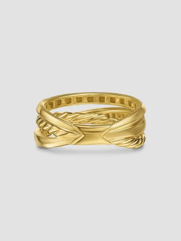 David Yurman Crossover Trio Three Row Ring In 18k Yellow Gold