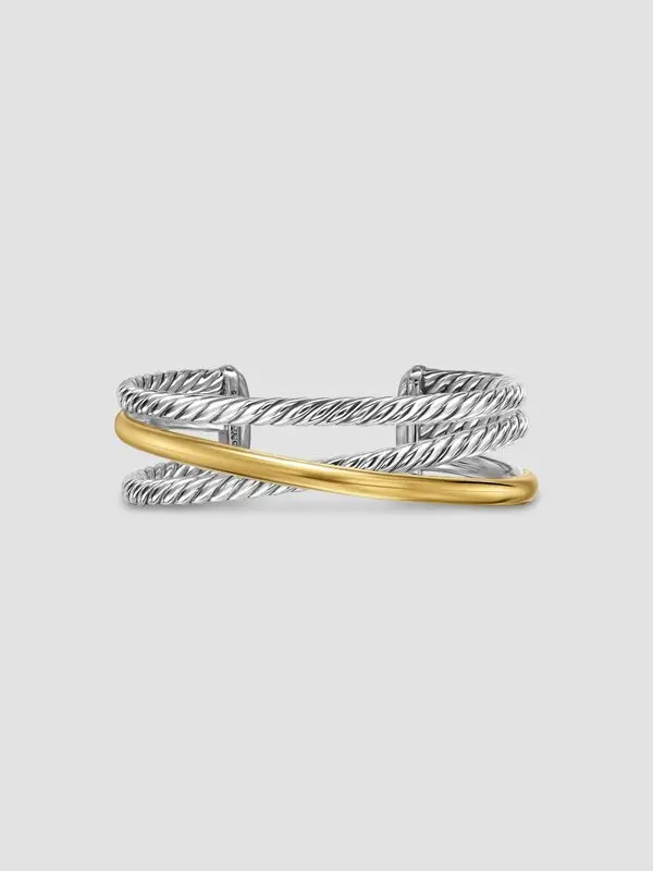 David Yurman Crossover Three Row Cuff Bracelet In Sterling - Silver