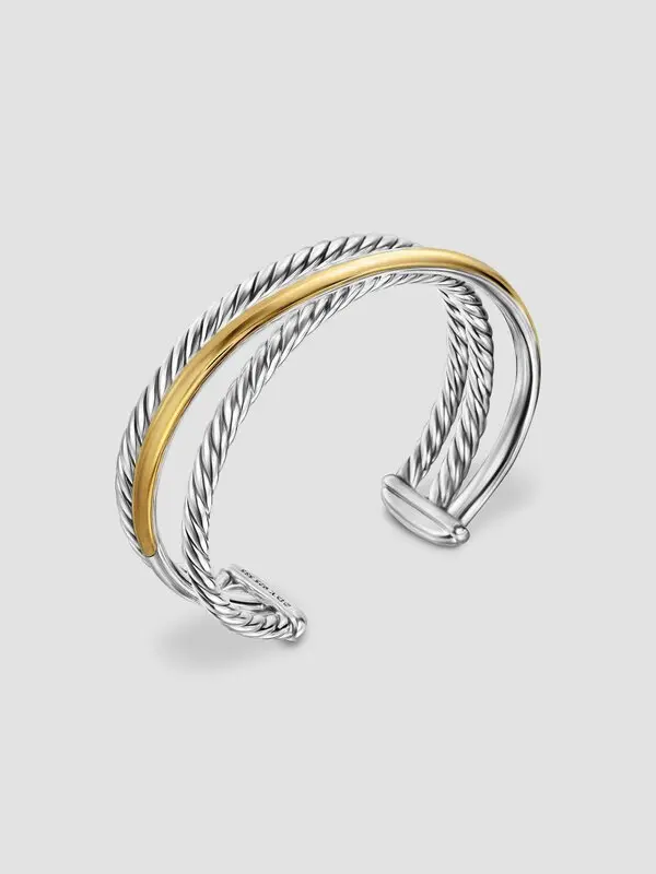 David Yurman Crossover Three Row Cuff Bracelet In Sterling