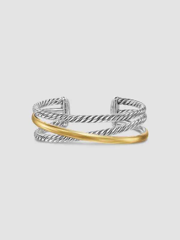 David Yurman Crossover Three Row Cuff Bracelet In Sterling