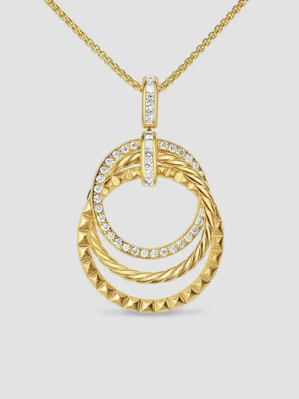 David Yurman Crossover Trio Pendant Necklace In 18k Yellow Gold With Diamonds, 24mm - Diamond