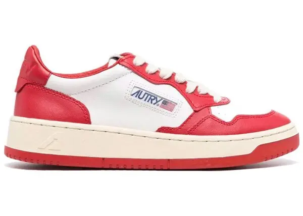 AUTRY Medalist Leather Low Sneakers - White/red