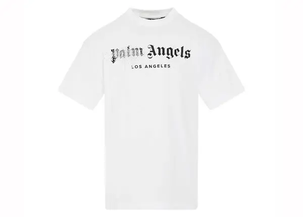 Palm Angels Rhinestone Sprayed T-shirt - White/black