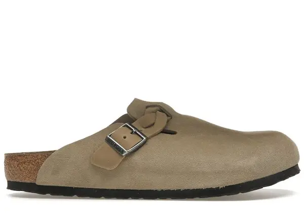 BIRKENSTOCK Boston Braided Suede Clogs - Taupe