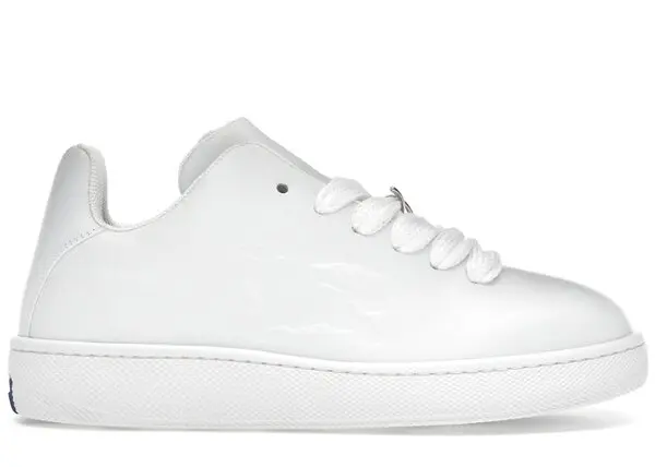 Burberry Leather Box Sneakers With Debossed Equestrian Knight - White