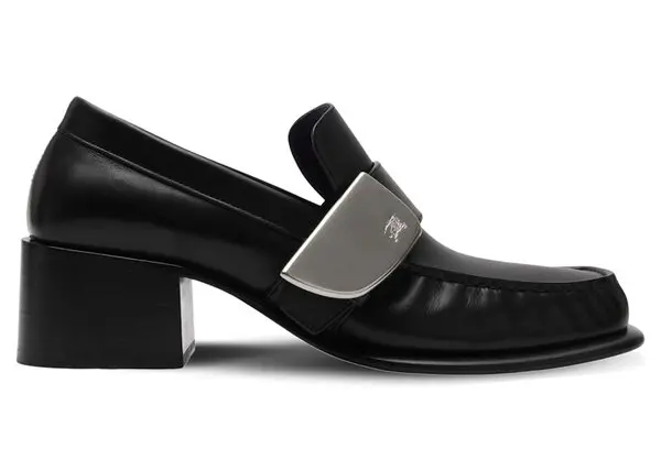 Burberry Leather Loafer With Shield Detail - Black