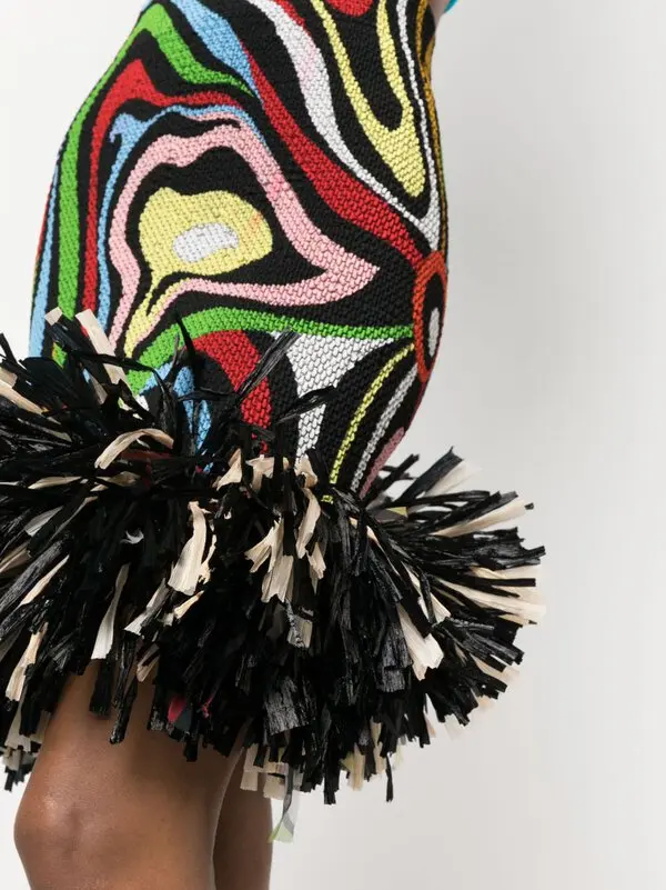 Emilio Pucci Marmo-Print Fringed-Edge Skirt - Black | Editorialist