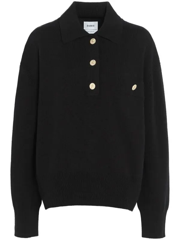 BARRIE Cashmere Polo Sweater - Black