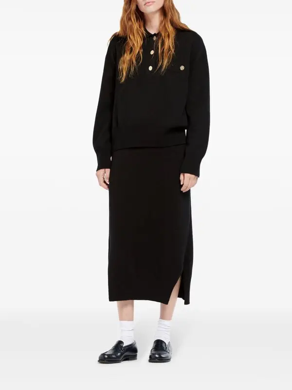 BARRIE Cashmere Polo Sweater - Black