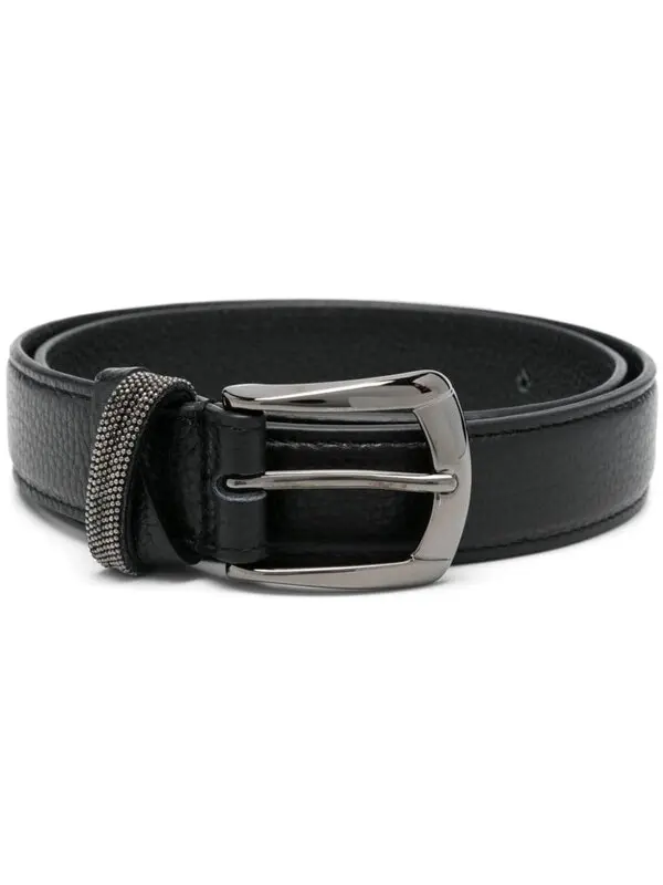 Peserico Punto Luce-trim Leather Belt - Black