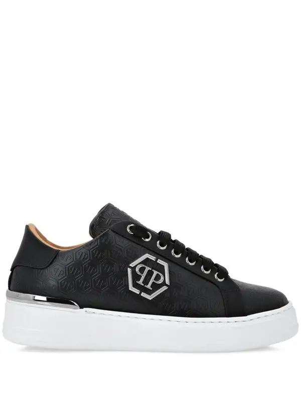 Philipp Plein Monogram Lo-top Sneakers - Black