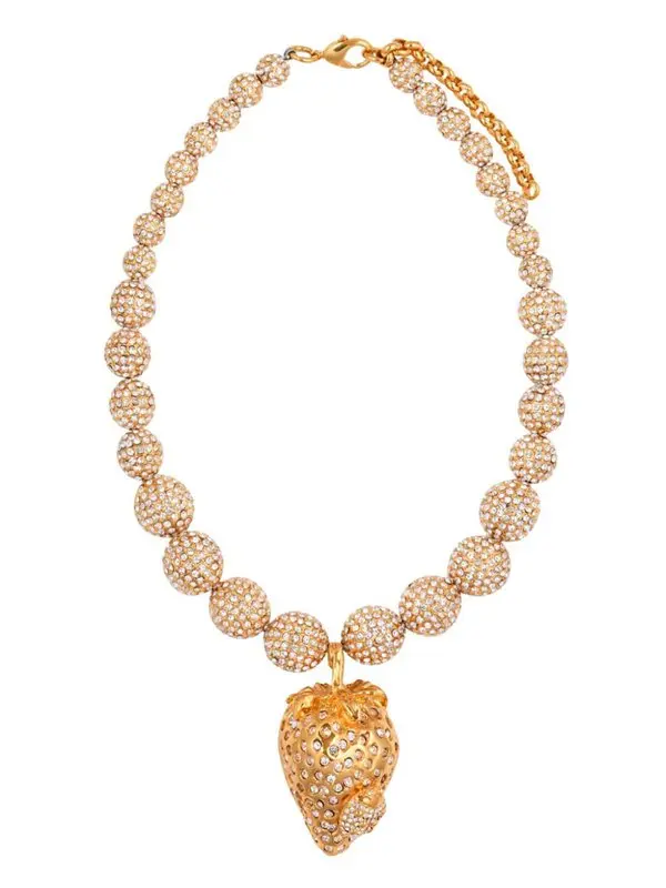 Balmain Strawberry Rhinestone Necklace - Gold