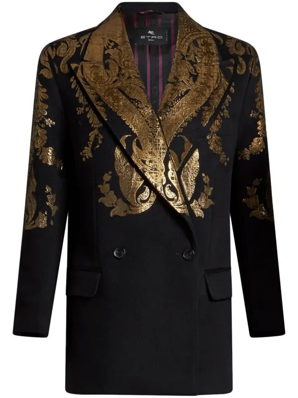 Etro Metallic Paisley Double-breasted Blazer