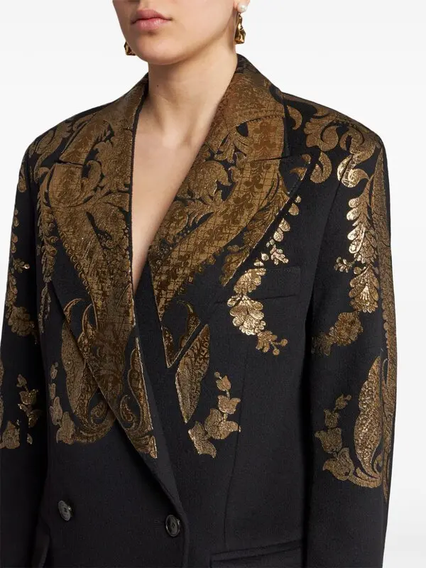 Etro Metallic Paisley Double-breasted Blazer