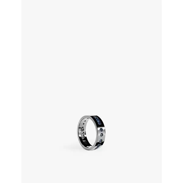 APM MONACO Morse Code Sterling Silver Cubic Zirconia Ring - Black