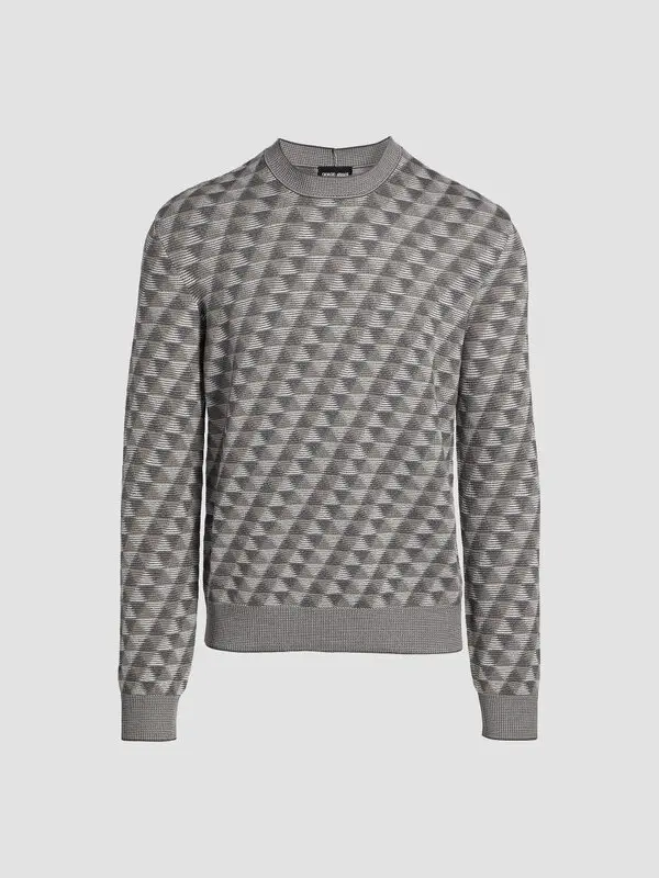 Giorgio Armani Geo Print Crewneck Sweater - Grey