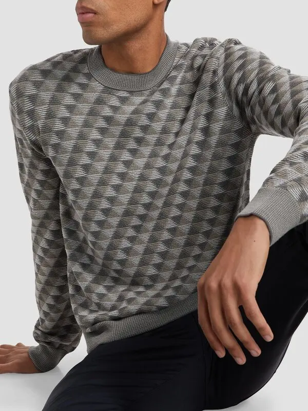 Giorgio Armani Geo Print Crewneck Sweater - Grey