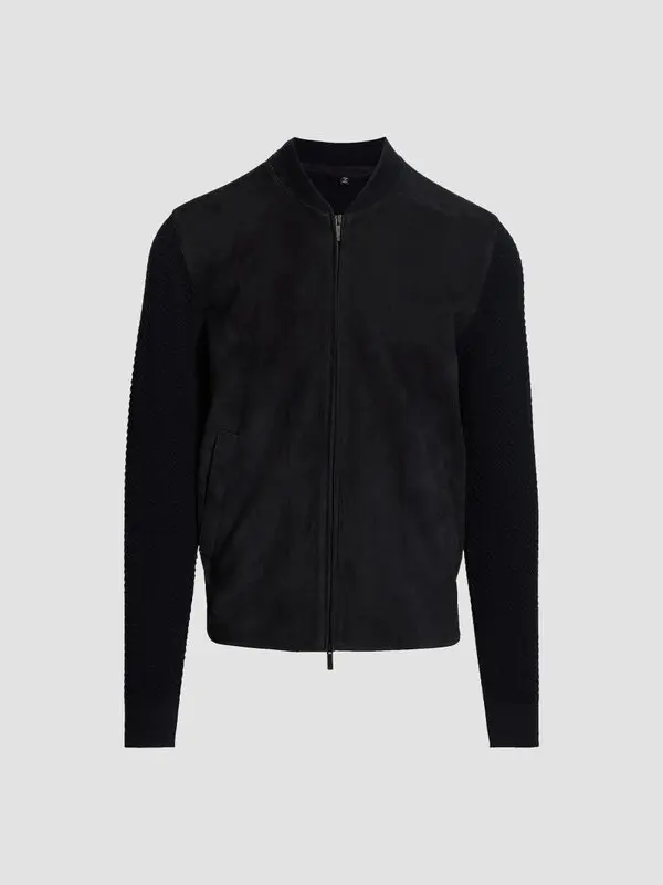 Giorgio Armani Suede Knit Full-zip Jacket