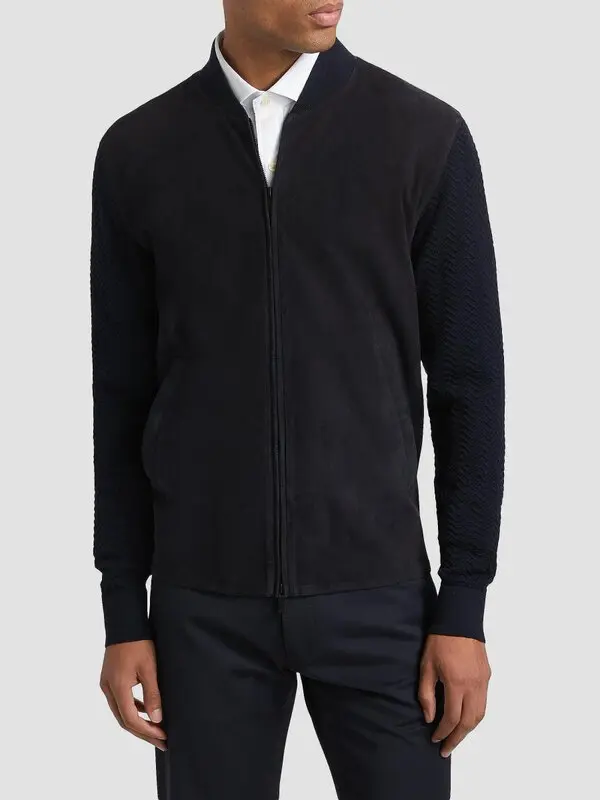 Giorgio Armani Suede Knit Full-zip Jacket