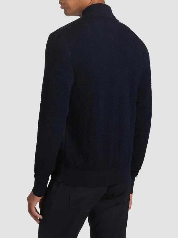 Giorgio Armani Suede Knit Full-zip Jacket