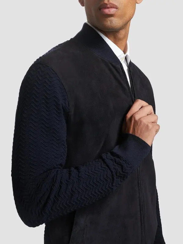 Giorgio Armani Suede Knit Full-zip Jacket