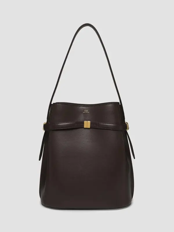 TOTEME Belted Leather Bucket Bag - Bark