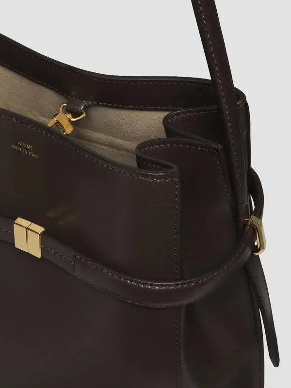 TOTEME Belted Leather Bucket Bag - Bark