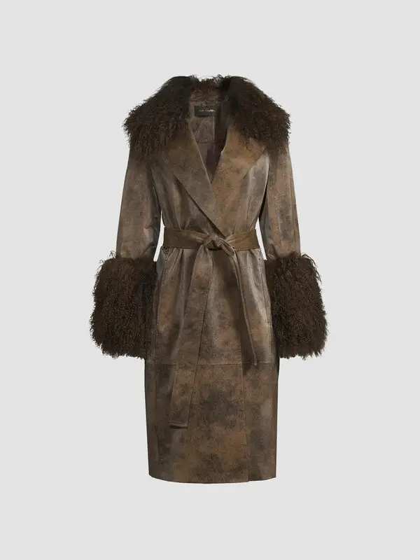 Kobi Halperin Viv Shearling-trimmed Belted Coat - Dark Brown