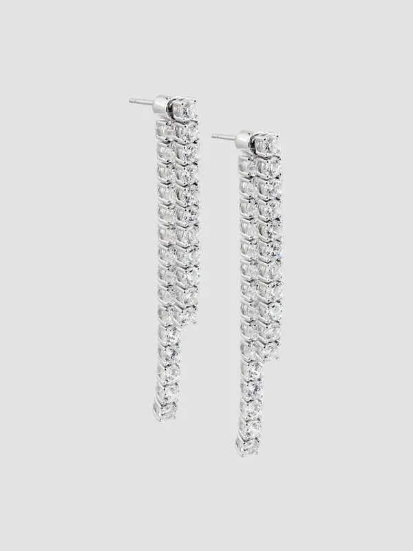 Adriana Orsini Cubic Zirconia Linear Drop Tennis Earrings - Rhodium