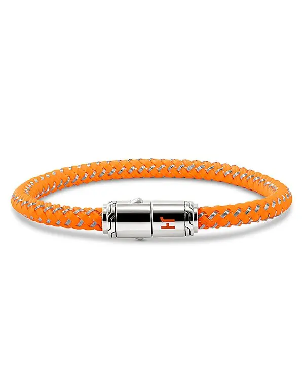 John Hardy Sterling Rubber, And Enamel Woven Bracelet - Silver