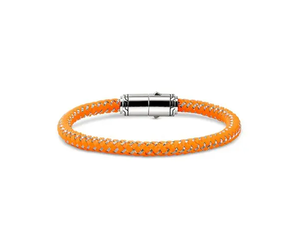 John Hardy Sterling Rubber, And Enamel Woven Bracelet - Silver