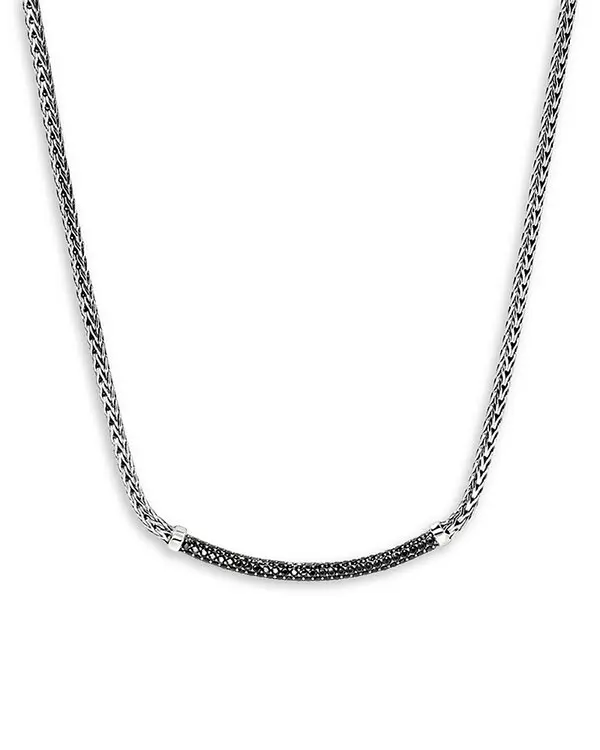 John Hardy Sterling Silver Sapphire Bar Necklace - Black/silver