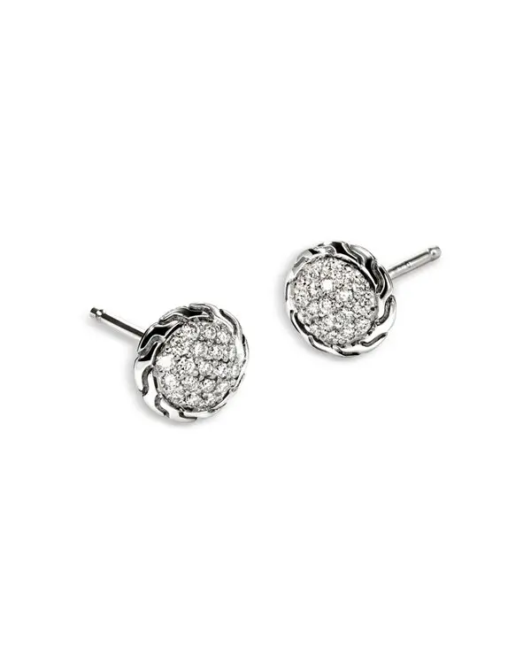 John Hardy Sterling Jh Essentials Diamond Stud Earrings - Silver