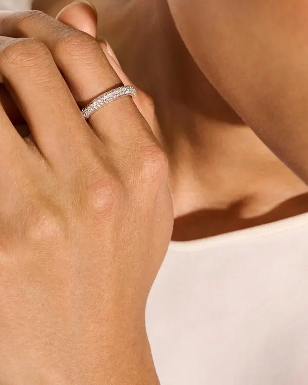 John Hardy Sterling Diamond Band Ring - Silver