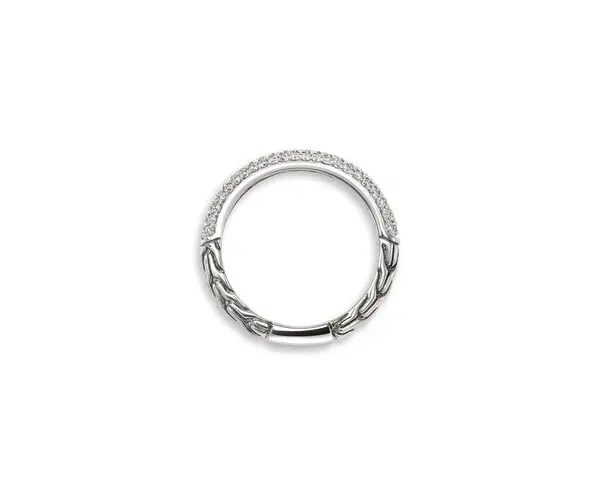 John Hardy Sterling Diamond Band Ring - Silver